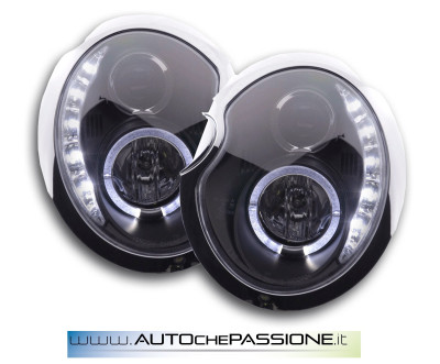 Coppia fanali anteriori DAYLINE neri BMW MINI R50/R52/R53 One/Cooper ...